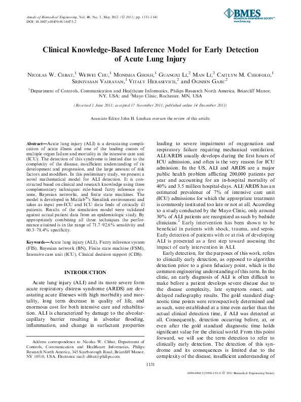 (PDF) Clinical Knowledge-Based Inference Model for Early Detection of ...