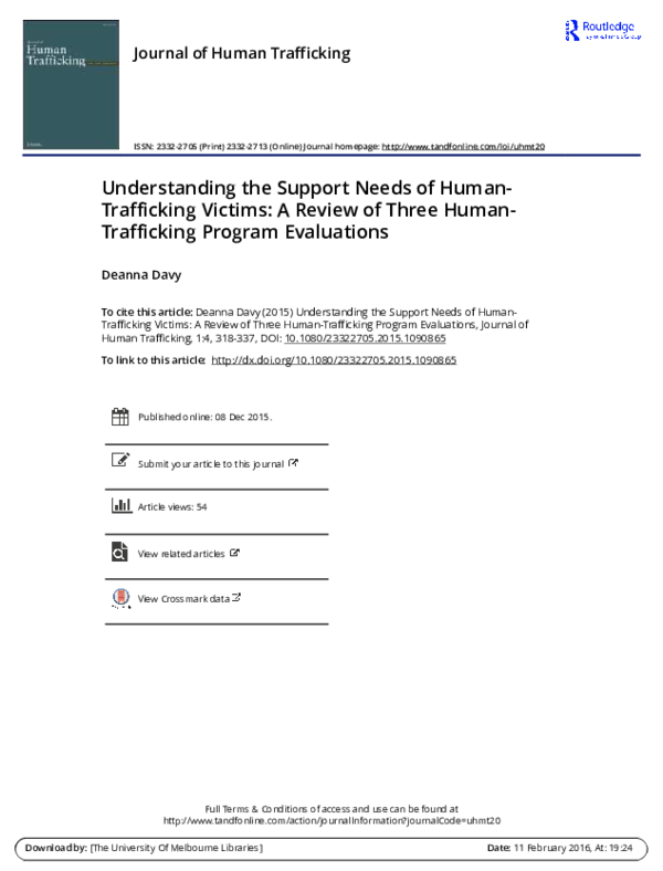 (PDF) Understanding the Support Needs of Human-Trafficking Victims: A ...