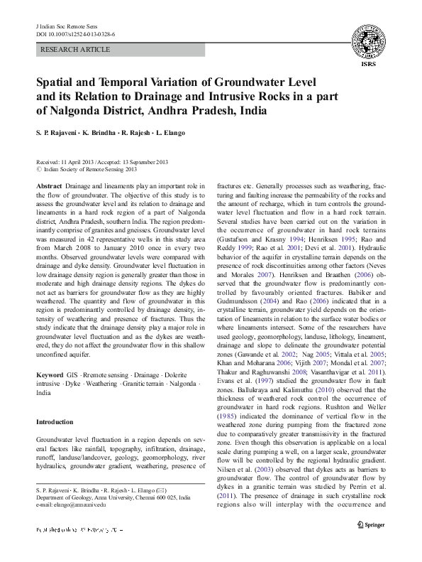 (PDF) Spatial and temporal variation of groundwater level and its relation to drainage and ...