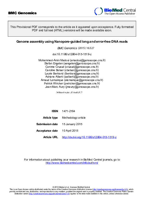 (PDF) Genome assembly using Nanopore-guided long and error-free DNA reads