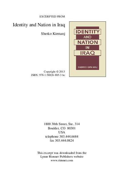 (PDF) Identity and Nation in Iraq