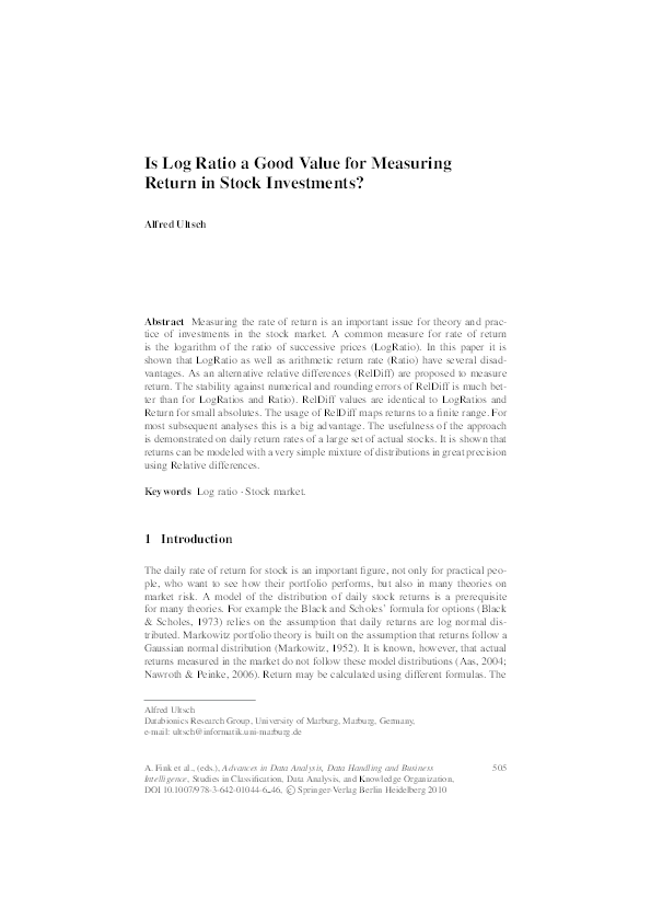 (PDF) Is Log Ratio a Good Value for Measuring Return in Stock Investments