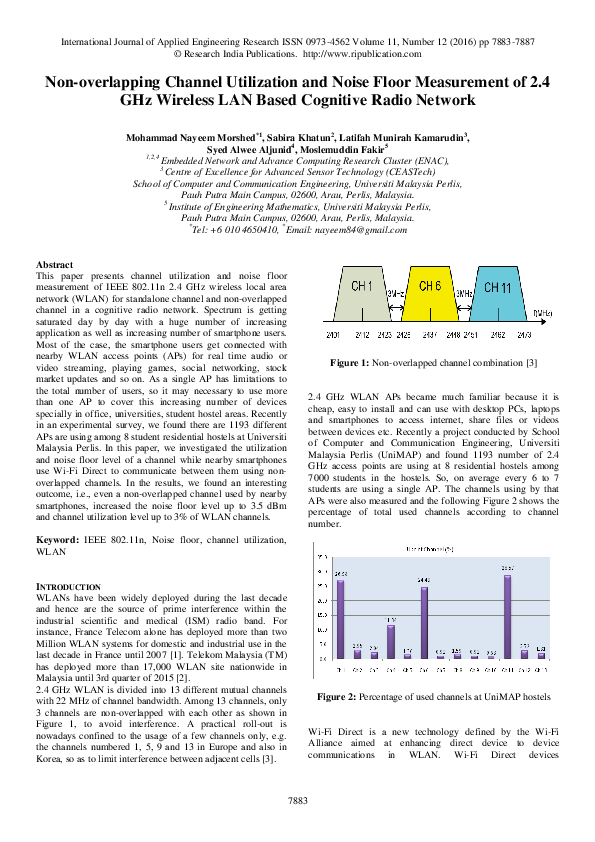 (PDF) Non-overlapping Channel Utilization and Noise Floor Measurement of 2 . 4 GHz Wireless LAN ...