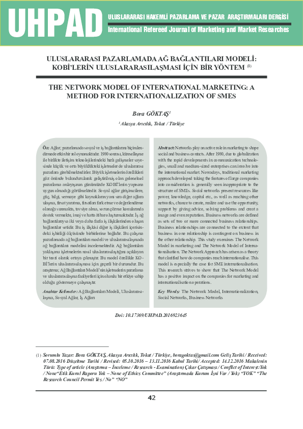 (PDF) THE NETWORK MODEL OF INTERNATIONAL MARKETING: A METHOD FOR ...