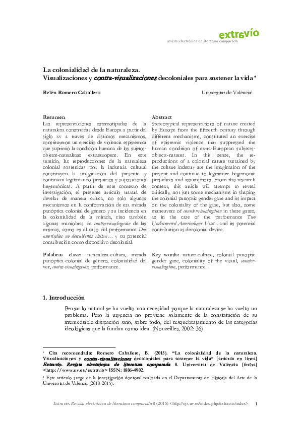 (PDF) La colonialidad de la naturaleza. Visualizaciones y contra ...