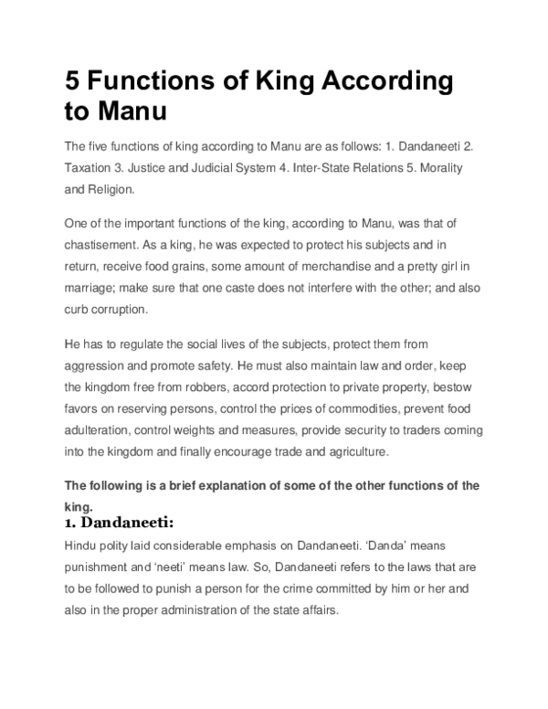 (PDF) 5 Functions of King According to Manu.pdf