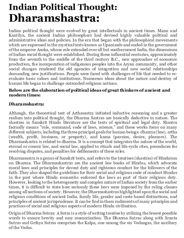 (PDF) Indian Political Thought, Dharmashastra.pdf