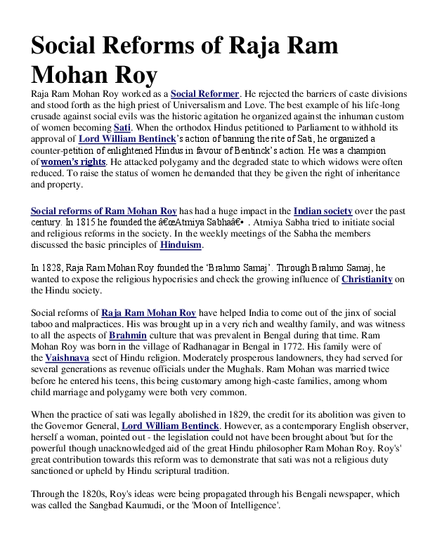 (PDF) Social Reforms of Raja Ram Mohan Roy