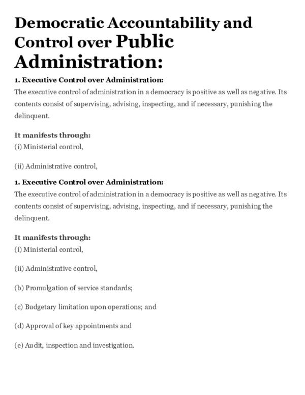 (PDF) Democratic Accountability and Control over Public Administration