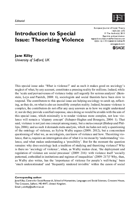 (PDF) Introduction to Special Issue: Theorizing Violence