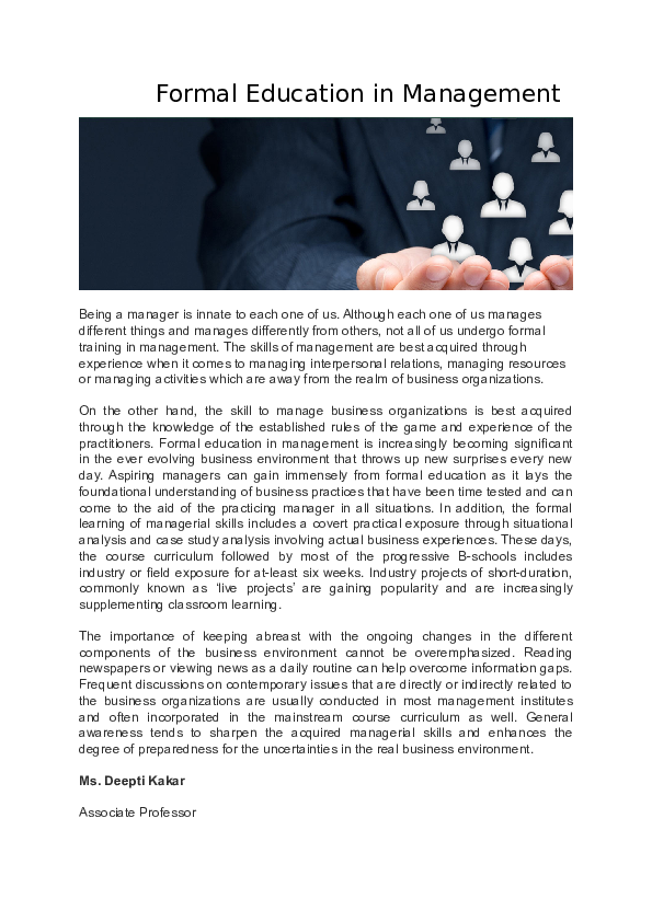 (DOC) Formal Education in Management