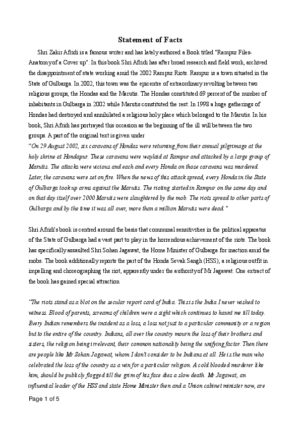 (DOC) Statement of Facts