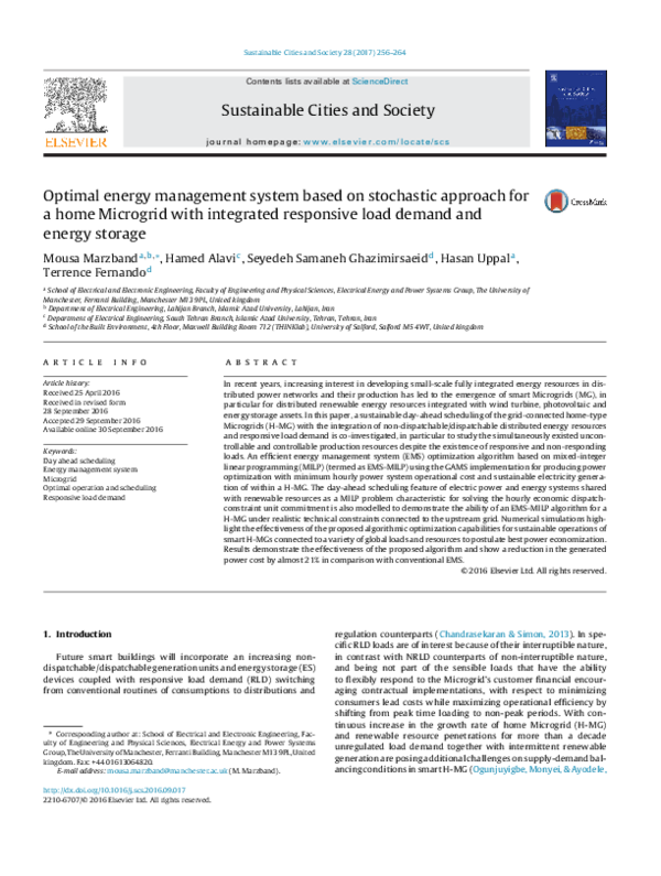Optimal Energy Management System Based On Stochastic Approach For A