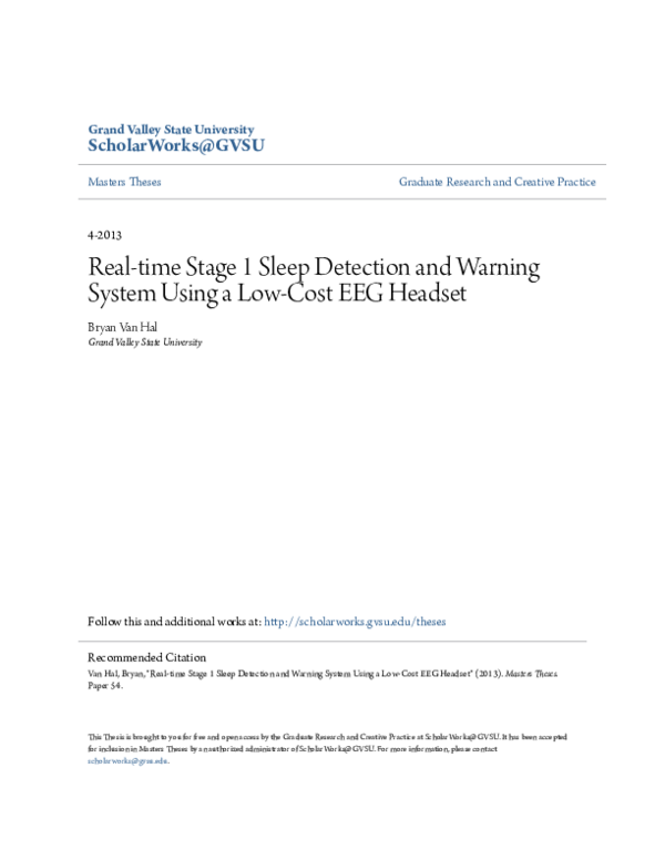 (PDF) Real-time Stage 1 Sleep Detection and Warning System Using a Low ...