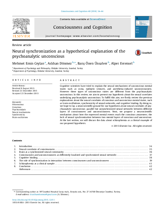 (PDF) Neural synchronization as a hypothetical explanation of the psychoanalytic unconscious