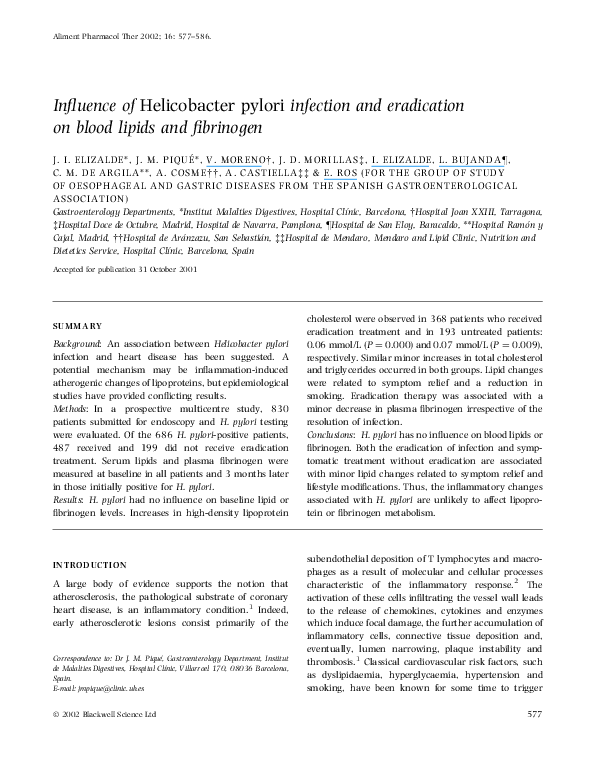 (PDF) The effect of Helicobacter pylori eradication on arterial stiffness and qt dispersion ...