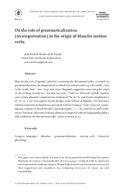 (PDF) On the role of grammaticalization (recategorization) in the ...