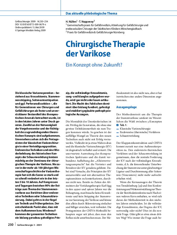 (PDF) Chirurgische Therapie der Varikose