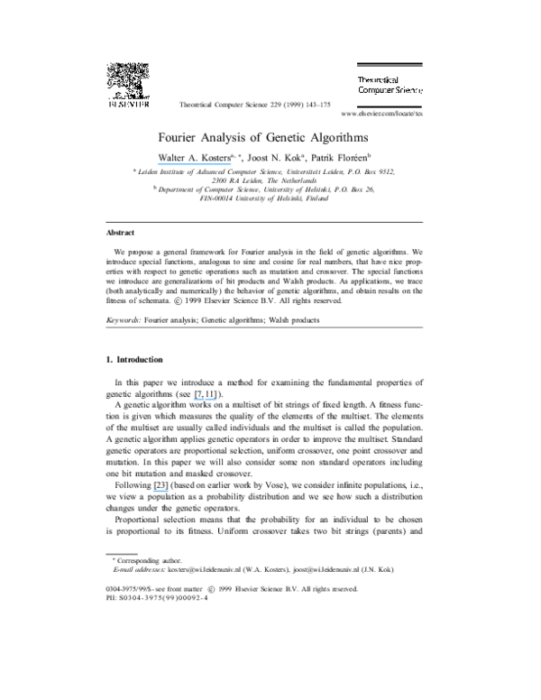 (PDF) Fourier Analysis of Genetic Algorithms