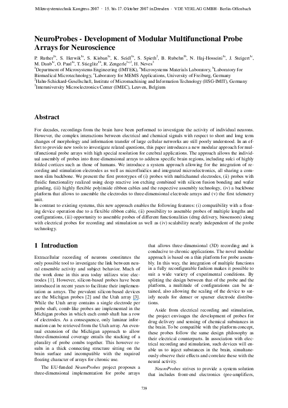 (PDF) NeuroProbes-Development of Modular Multifunctional Probe Arrays ...