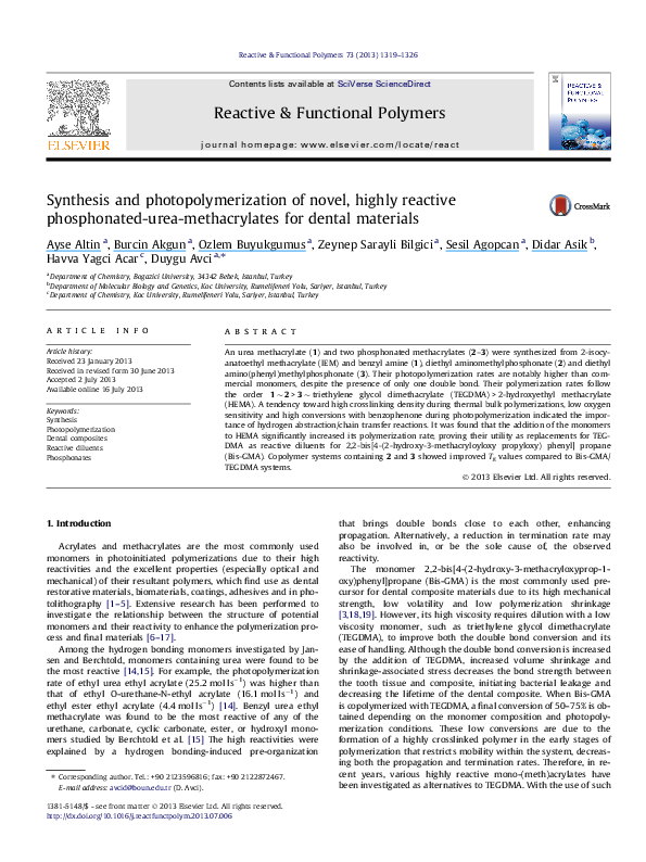 (PDF) Synthesis and photopolymerization of novel, highly reactive ...