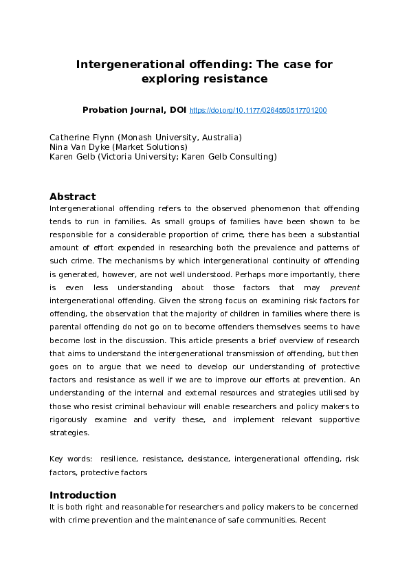 (DOC) Intergenerational offending: The case for exploring resistance