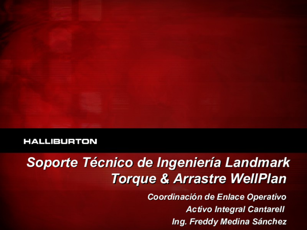 (PPT) Soporte Tecnico Torque Arrastre Wellplan Landmark