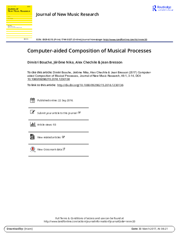 (PDF) Computer-aided composition of musical processes