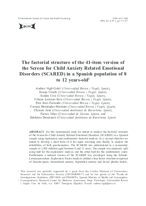 (PDF) The factorial structure of the 41-item version of the Screen for ...