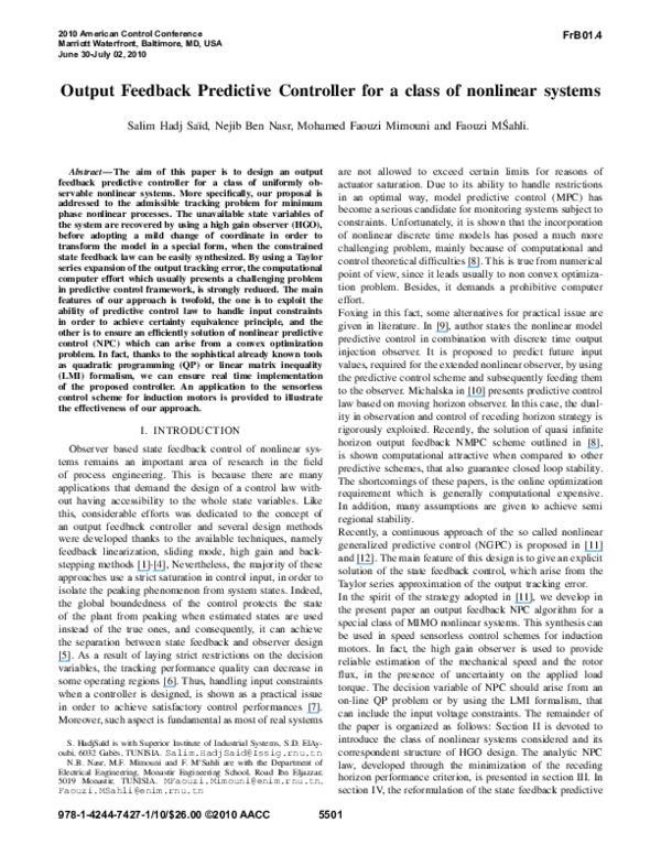 (PDF) Output feedback predictive control of induction motors with rotor and stator resistances ...