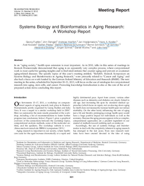 (PDF) Systems Biology and Bioinformatics in Aging Research: A Workshop ...
