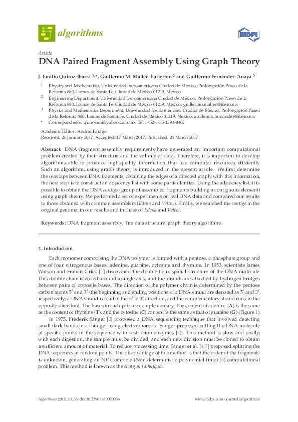 Pdf Dna Paired Fragment Assembly Using Graph Theory