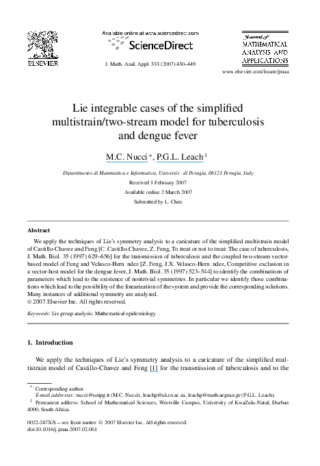 (PDF) Final evolutions for simplified multistrain/two-stream model for tuberculosis and dengue ...