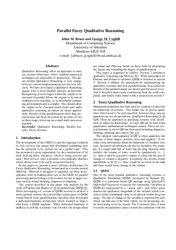 Pdf Parallel Fuzzy Qualitative Reasoning George M Coghill