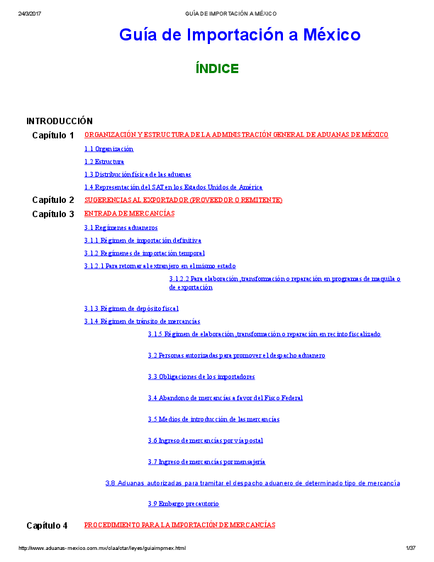 (PDF) Guía de Importación a México ÍNDICE INTRODUCCIÓN Capítulo 1 ORGANIZACIÓN Y ESTRUCTURA DE ...