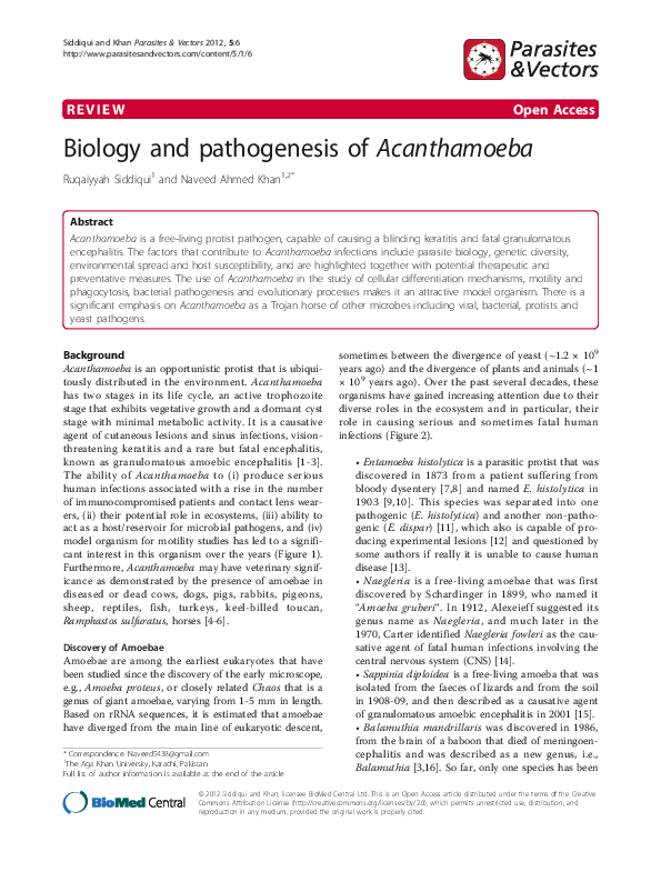 Pdf Biology And Pathogenesis Of Acanthamoeba