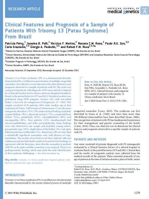(PDF) Clinical features and prognosis of a sample of patients with ...