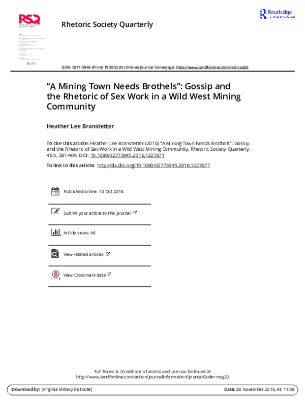 (PDF) "A Mining Town Needs Brothels " : Gossip and the Rhetoric of Sex ...
