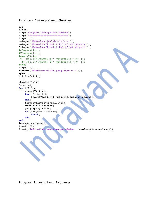(DOC) Program Interpolasi Newton dan Lagrange.docx