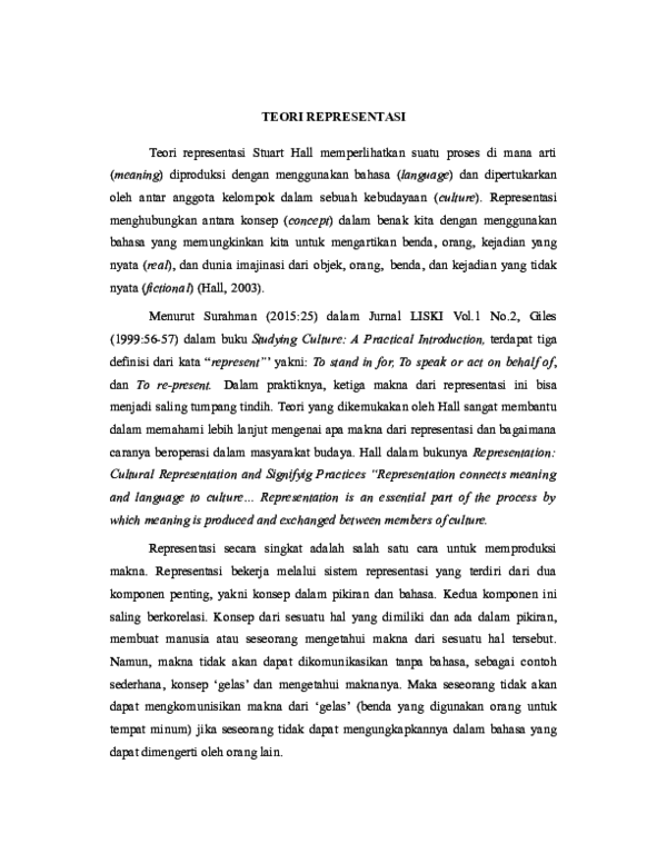 (DOC) Teori Representasi Stuart Hall