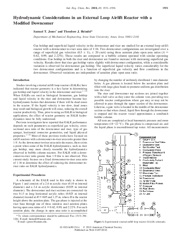 Pdf Hydrodynamic Considerations In An External Loop Airlift Reactor With A Modified Downcomer