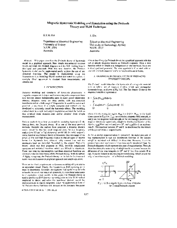 (PDF) Magnetic Hysteresis Modeling and Simulation using the Preisach ...