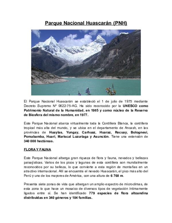 (DOC) Parque Nacional Huascarán