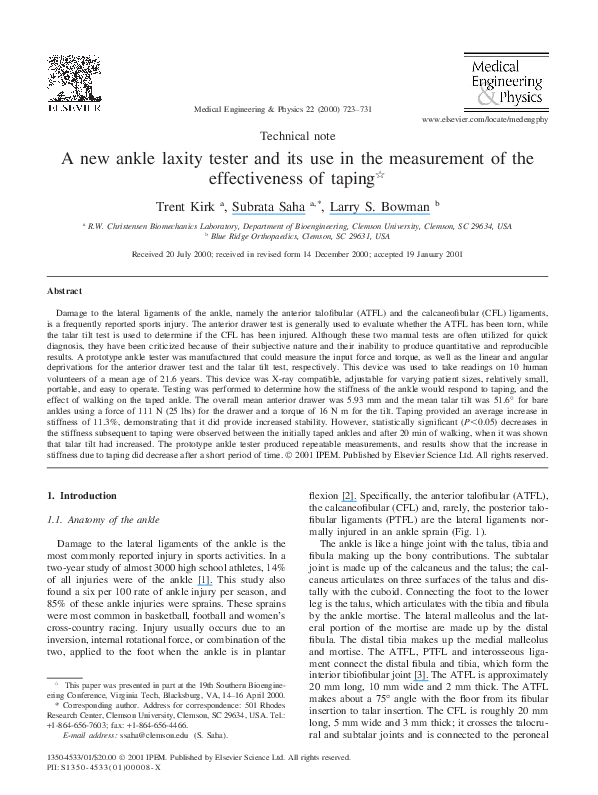 (PDF) A new ankle laxity tester and its use in the measurement of the ...