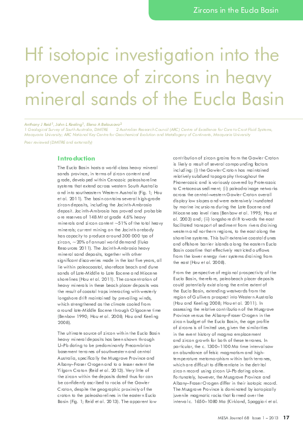 (PDF) Hf isotope investigation into the provenance of zircons in heavy ...