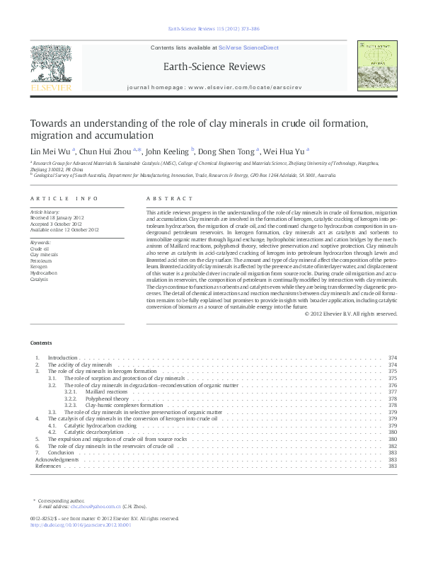 (PDF) Towards an understanding of the role of clay minerals in crude ...