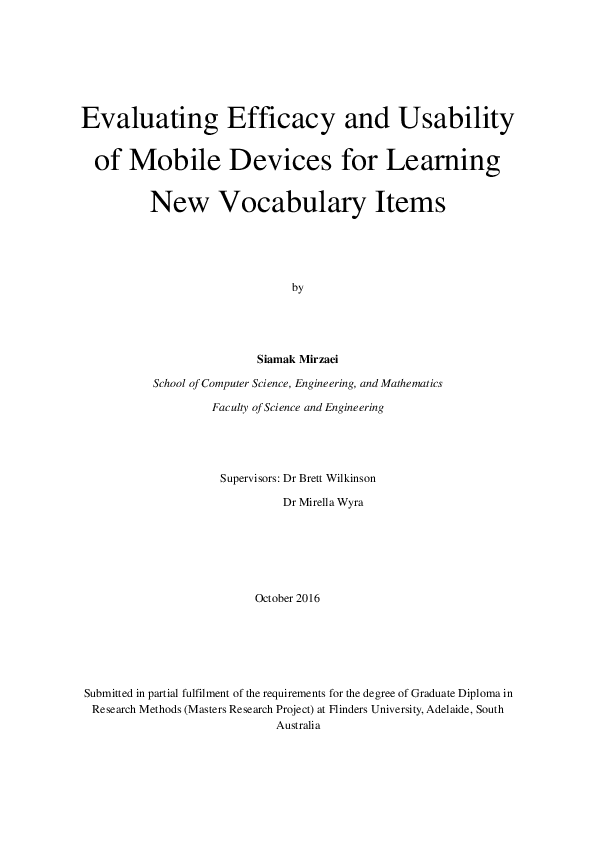 (PDF) Evaluating Efficacy and Usability of Mobile Devices for Learning New Vocabulary Items