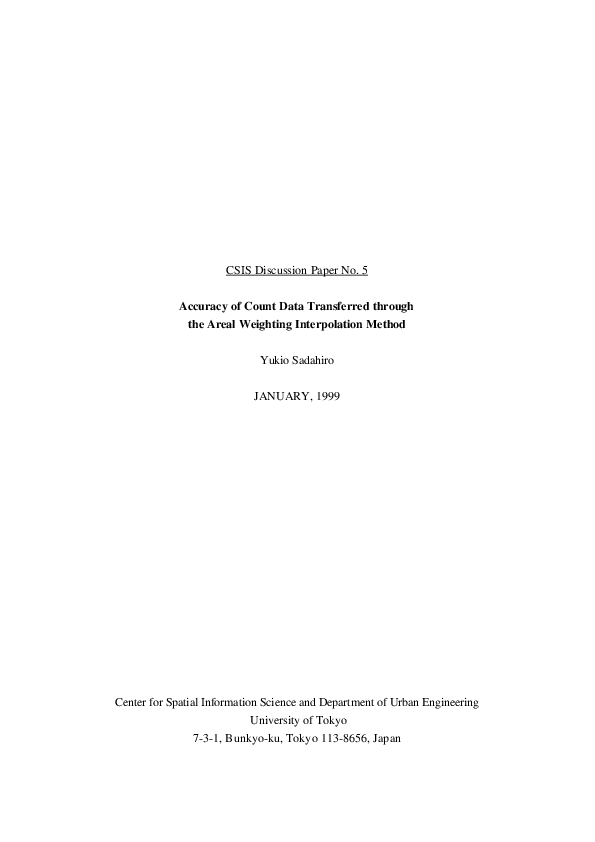Pdf Accuracy Of Count Data Transferred Through The Areal Weighting Interpolation Method