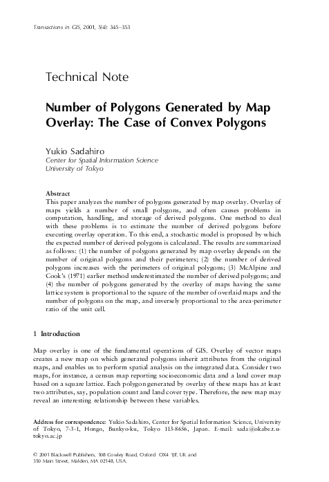 Pdf Number Of Polygons Generated By Map Overlay The Case Of Convex Polygons
