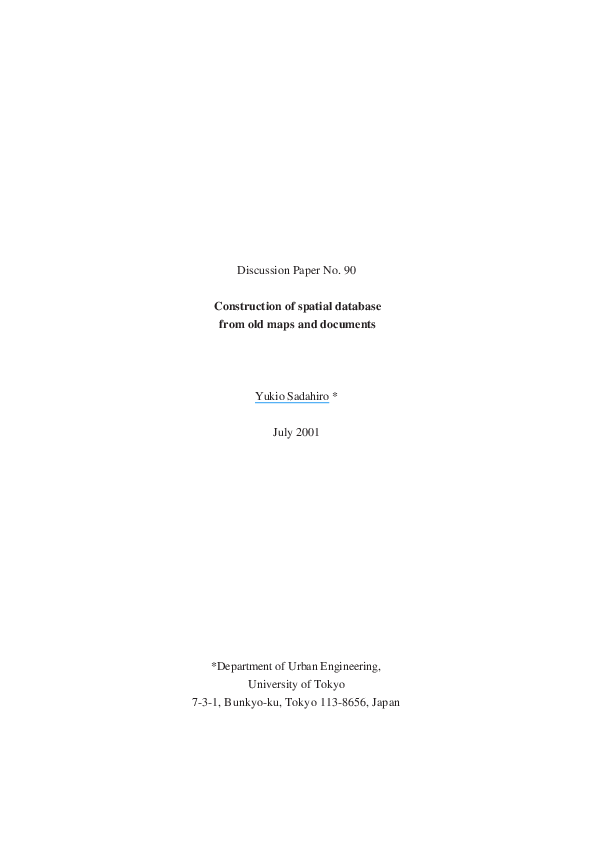 Pdf Construction Of Spatial Database From Old Maps And Documents